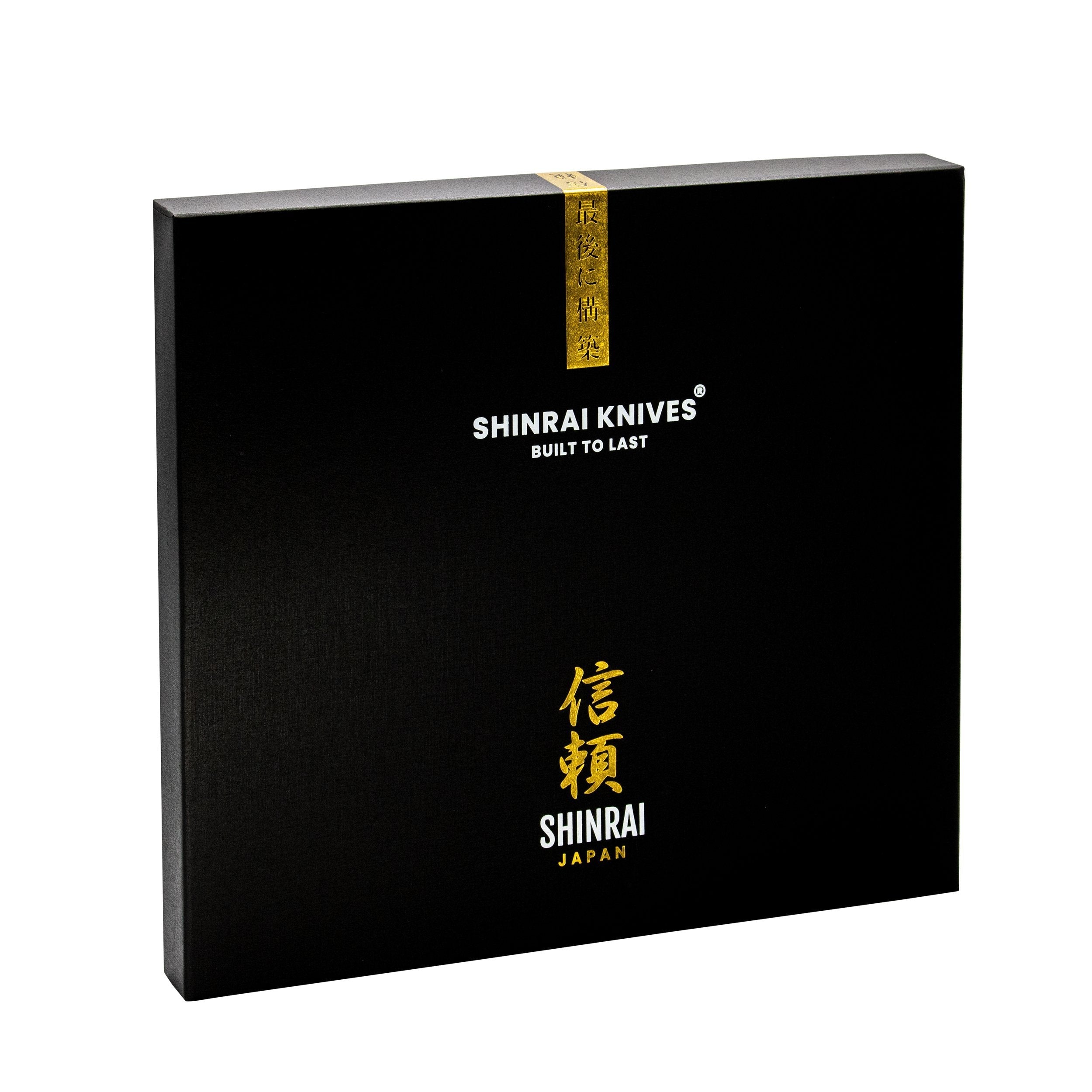 5-delige Japanse messenset damascus print + acacia houten messenhouder ...