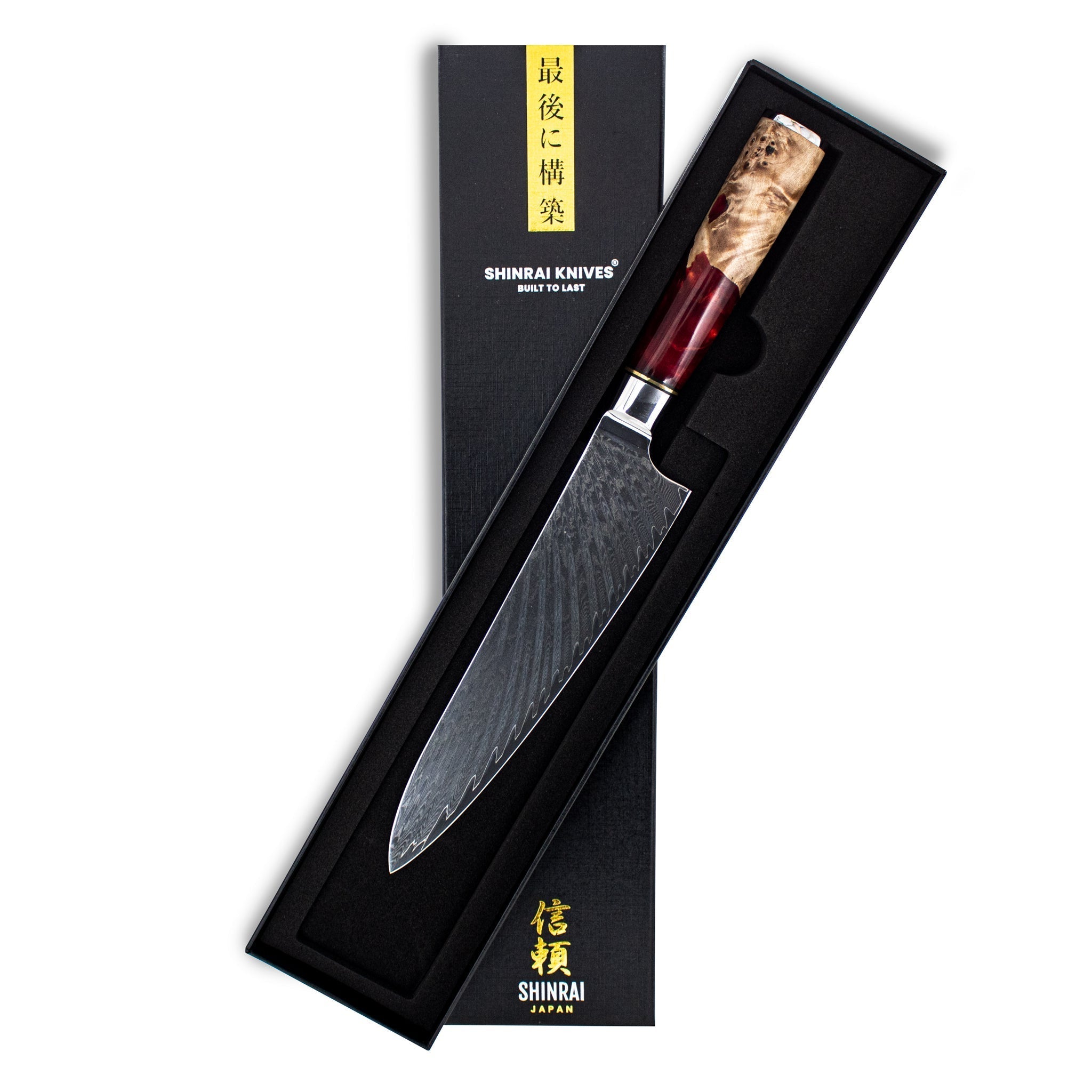 EPOXY RUBY - DAMASCUS CHEF'S KNIFE 20 CM – ShinraiKnives