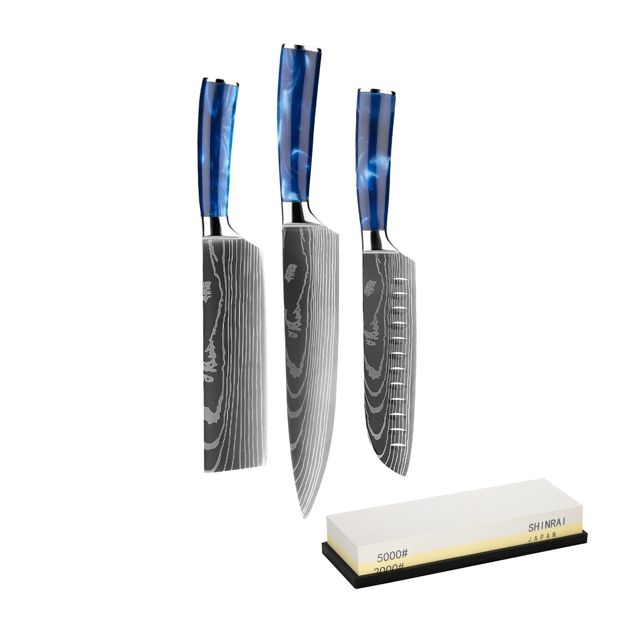 EPOXY SAPPHIRE 3-PIECE KNIFE SET + SHARPENING STONE – ShinraiKnives